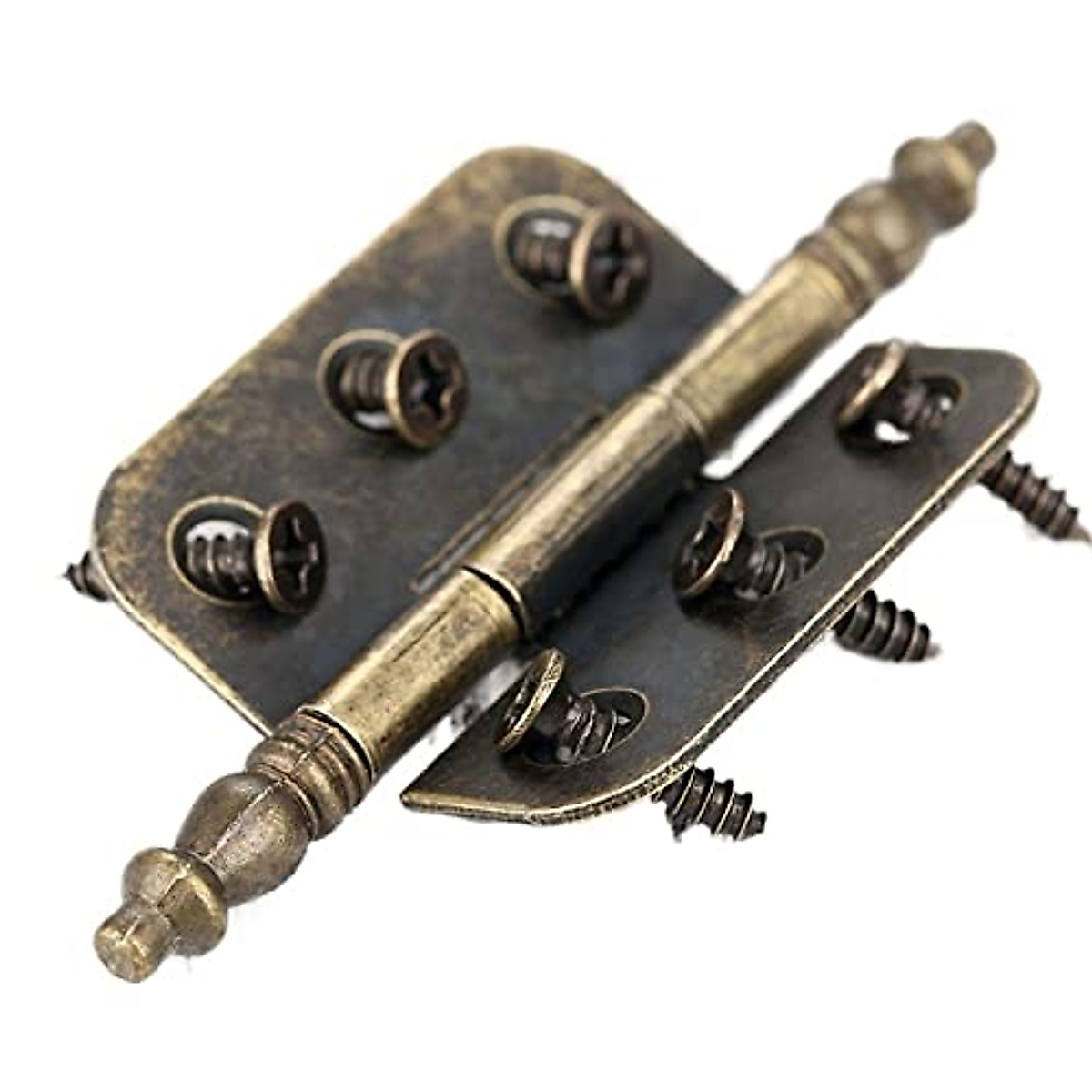 TBMAKE Door Hinges 10pcs Antique Bronze Crown Head Hinge Jewelry Gift Box Decorative Hinge for Cabinet Furniture Hardware
