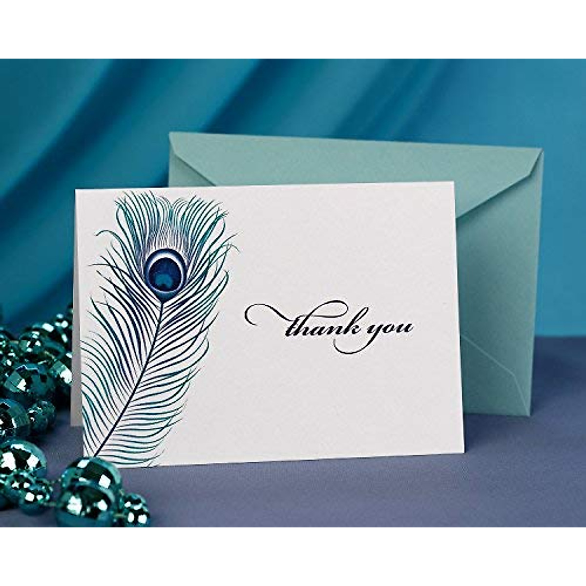Hortense B. Hewitt 50-Count Peacock Feather Thank You Note Cards