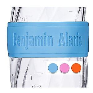Custom Baby Bottle Labels for Daycare Blue Pink or Orange 4 Pack Sippy Cup Labels Personalized Bands
