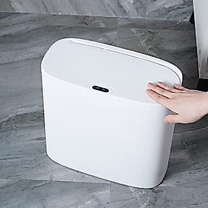 Sooyee 13.3 litres Bathroom Trash Can with lid,3.5 Gallon Automatic Trash Can,Touchless Trash Can for Kitchen,Office,Bedroom,Bathroom,Living Room,White(Not Included Batteries)
