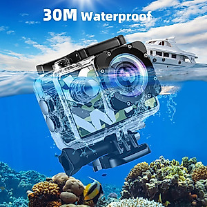 GNOLKEE Action Camera 4K HD Underwater Cameras for Snorkeling, 170° Wide Angle 100FT Waterproof Camera with 16GB SD Card