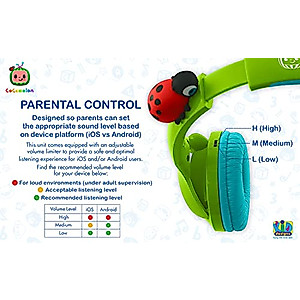 eKids Cocomelon Toddler Headphones with Built-in Kids Music, Bluetooth Headphones with Rechargeable Battery and USB-C Charging Cable Included