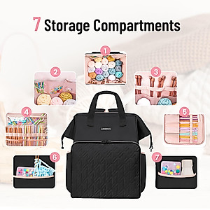 Knitting Bag Backpack,Travel Crochet Bag Large Yarn Storage Organizer Tote Christmas Gift Yarn Holder Case for Carrying Projects, Knitting Needles, Crochet Hooks and Accessories (Black)