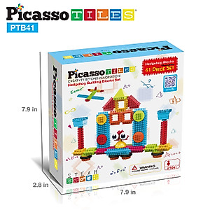 Picasso Toys 41pc Hedgehog Hedgehog Block Building Blocks Construction Toy Set w/IdeaBook Learning Playset None Magnetic STEM STEAM Educational Kit Child Brain Development Preschool Kindergarten PTB41
