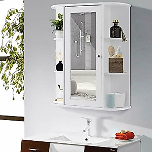 Home Bathroom Wall Mount Cabinet Storage Shelf Over Toilet w/Mirror Door
