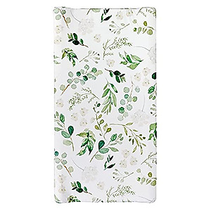 Baby Green Leaf Diaper Changing Pad Cover Cradle Mattress Sheets, Infant Stretchy Fabric Changing Table Cover Changing Mat Cover Baby Nursery Diaper Changing Pad Sheets 32''X 16'' (Green Leaves)