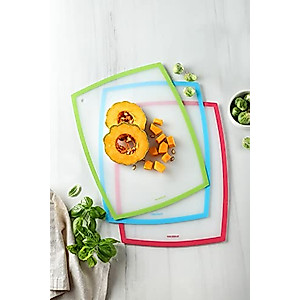 McCook® MCW11 Bamboo Cutting Boards Set of 4, Chopping Board Set w Juice Groove& Metal Handle, Cheese Charcuterie Board Serving Tray for Meat, Cheese and Vegetables(L, 17”11.4”0.8”)