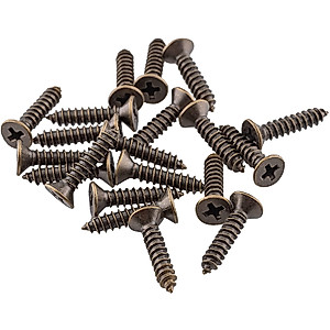 #5 x 5/8" Antique Brass Flat Head Phillips Wood Screws - Pack of 25 - Self Tapping Screws for Wood - FH558-SAB