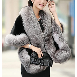 Women's Faux Fur Shawl Soft Versatile Scarf Wrap Shrug Winter Warm Cloak Coat Cape for 1920s Bridal Wedding Evening Dresses