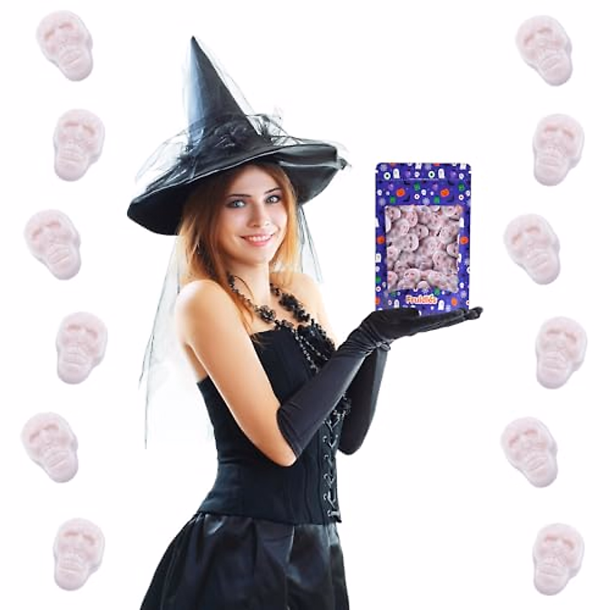 Fruidles Gummy Skulls Halloween Candy, Trick-Or-Treat Party Bag Fillers, Party Favor (Half-Pound