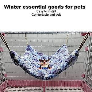 Hztyyier Pet Hamster Hanging Hammock, Coral Fleece Double Layer Hamster Cage Ferret Cage Pet Hammock Bed Hanging Bed