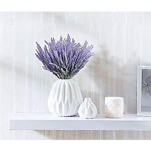 KLEMOO 24 Pieces Artificial Lavender Flowers for Wedding Decor and Table Centerpieces, Lifelike Fake Plant Bouquet to Brighten up Your Home Kitchen Garden and Indoor Outdoor Decor (Purple)