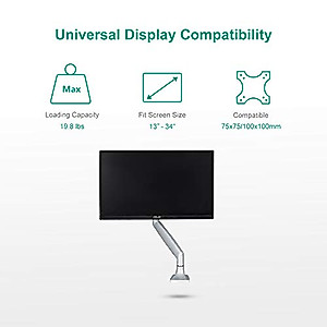 EleTab Single Monitor Arm Stand Full Motion Height Adjustable Monitor Desk Mount Fits for Computer Screen 13 to 34 inches, Hold up to 19.8 lbs