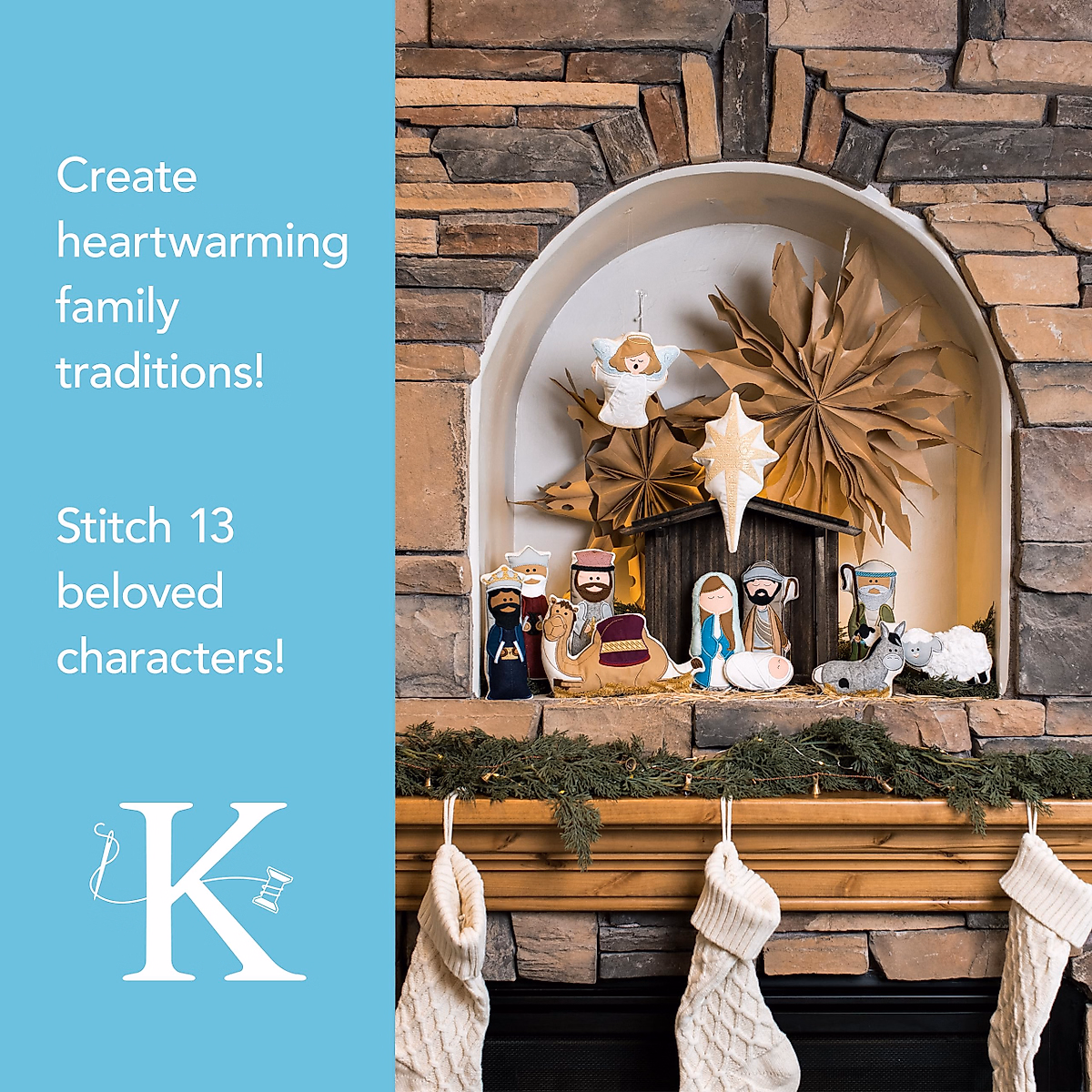 Kimberbell Nativity Stuffies - Nativity Scene Decor, Nativity Sets for Christmas Indoor, DIY Nativity Scene, Embroidery Patterns for Quilting, Embroidery CD Template