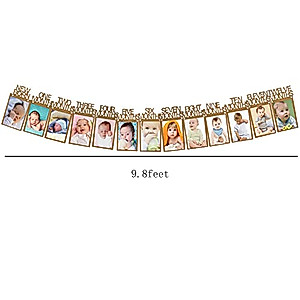 1 to 12 months Baby Photo Banner, Celebration 1st Birthday Hanging Banner for Home Party Photo Booth Props Decoration
