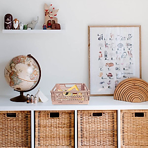 KVZVK 2-Pack Mini Plastic Folding Baskets,Plastic Storage Crate for Office Desk Organizing,Plastic Storage Baskets for Home Kitchen Office Classroom and Bathroom Storage