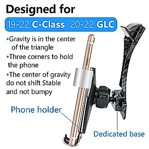 LUNQIN Car Phone Holder For 2019-2021 Mercedes Benz C-Class c260 c200 c300 and 2020-2022 GLC-Class GLC260 GLC300 [Big Phones With Case Friendly] Auto Accessories Interior Decoration Mobile Phone Mount