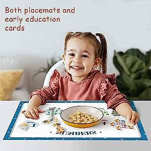Disposable Placemats for Baby, 40 Pack Sticky Toddler Placemat for Restaurants, Dining Table, Party, Travel, Placemats with Letters Numbers Shapes Colors, Fun and Learning Placemats for Kids12''x18''