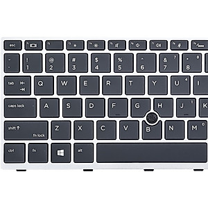 Replacement Backlight Keyboard for HP EliteBook 840 G5 840 G6 & EliteBook 745 G5 745 G6, EliteBook 840 G5 Keyboard with Pointer Silver Frame US Layout L11307-001 L14378-001