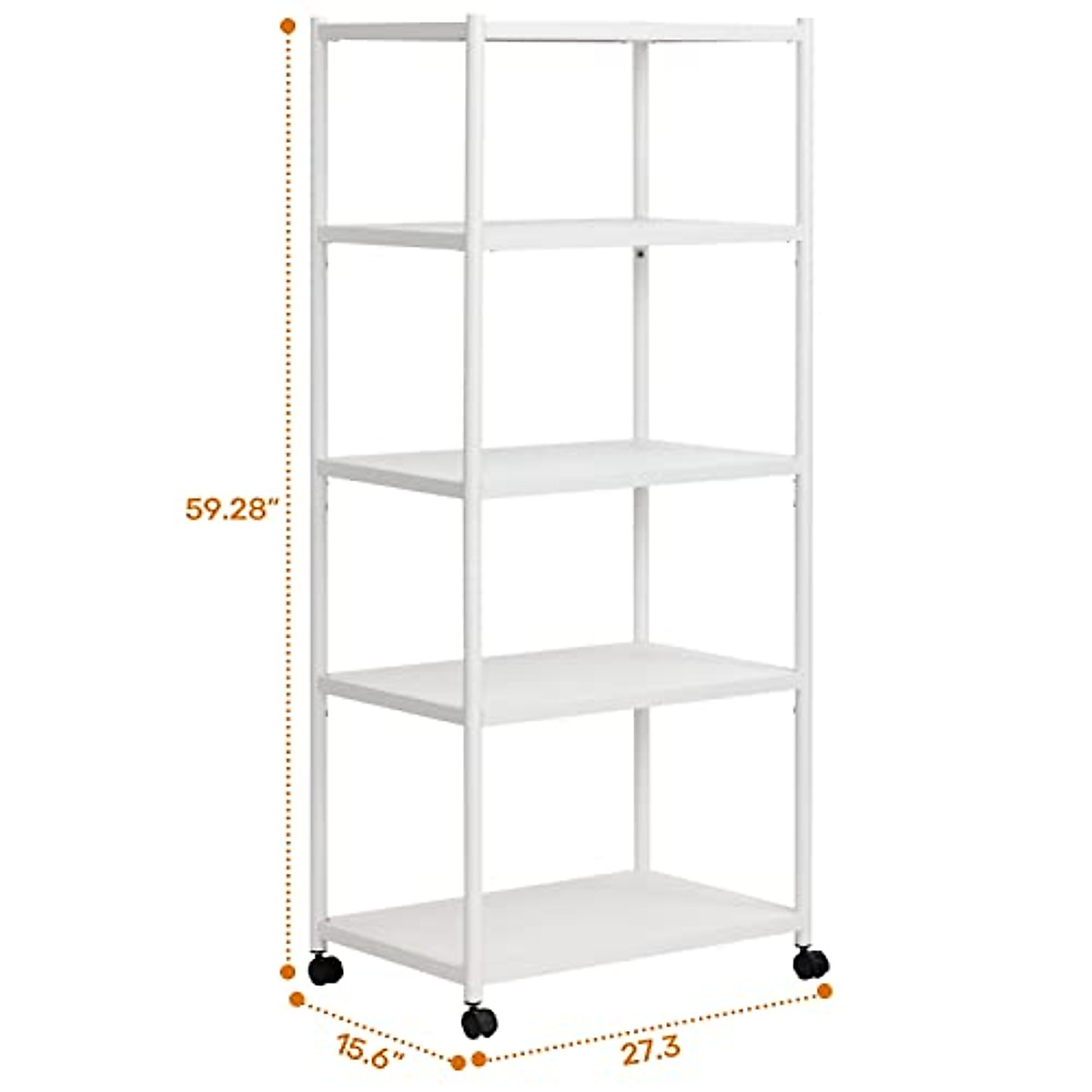 MATICO 5 Tier 27 Inch Metal Storage Shelf Unit, Heavy Duty Standing Storage Shelving Rack, Large Capacity Utility Garage Storage Organizer, White
