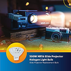 Technical Precision 300W 120V Halogen Bulb Replacement for Kodak Carousel 760h MR16 Projector - GY5.3 2-Flat Pins - 3350K Slide Projector Bulb - 1 Pack