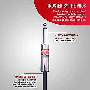 Monster Prolink Classic Speaker Cable - 12FT Straight to Straight Instrument Cable - Straight 1/4-Inch Plugs - Guitar Cord w/Superior Signal Transfer, Noise Reduction, Duraflex Outer Jacket