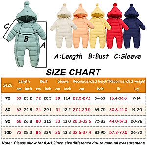 Happy Cherry Jumpsuit for Baby Boy Girls One Piece Snowsuit Hoodie Outerwear Jackets Coats Snow Suits Winter Soft Warm Bodysuit Infant Toddler Bunting Suits with Adjustable Shoes Green