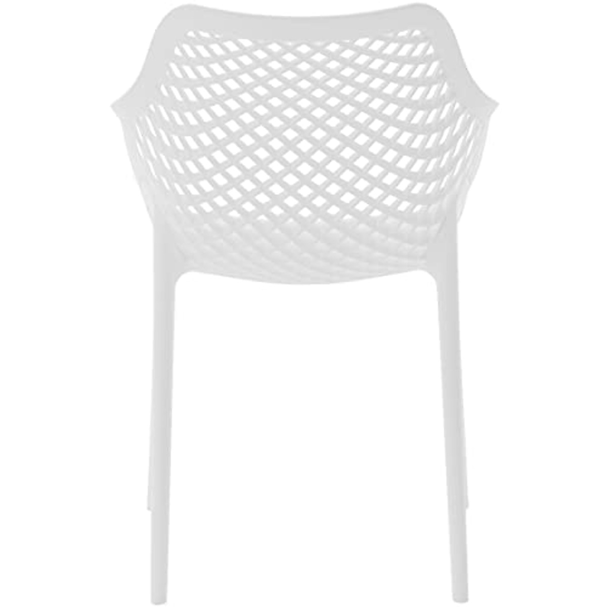 Meridian Furniture 329White Modern | Contemporary Patio Dining Chair with Polypropylene Plastic, Weather Resisting for Indoor or Outdoor Use, Set of 4, 22.5" W x 24.5" D x 31.5" H, White