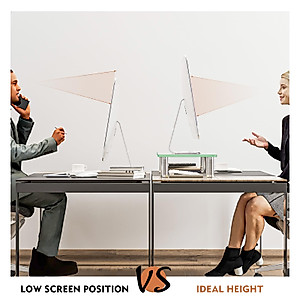 Clear Computer Monitor Riser with Height Adjustable Multi Media Desktop Stand for Flat Screen LCD LED TV, Laptop/Notebook/Xbox One,HD01T-001