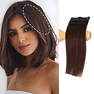 FEIPRO Real Remy Human Hair Clip in Hair Extensions Short Straight Thick Double Weft One Piece Hair Pieces for Thinning Hair Invisible Hairpin Increase Women Men Hair Volume 8 inch#2 Brown