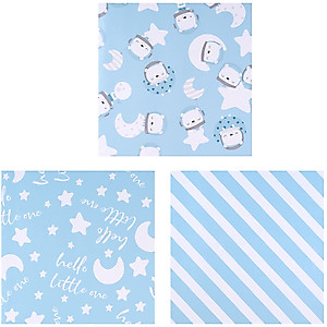 RUSPEPA Wrapping Paper Rolls for Baby Shower, Birthday- 17 inches x 10 feet per Roll, Total of 3 Rolls, Baby Boy