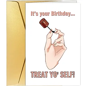 Funny Birthday Card for Her, Manicure Birthday Card for Women, Birthday Gift for Wife Girlfriend, It’s Your Birthday, Treat Yo’ Self