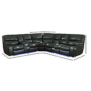 Homelegance 4 Piece Pecos Power Reclining Sectional with LED, Gray