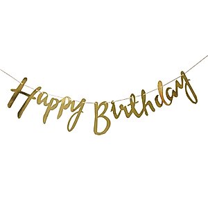 Gold Happy Birthday Banner - Birthday Party Decorations - Birthday Decoration Party Supplies for Girls Boys Kids and Adults