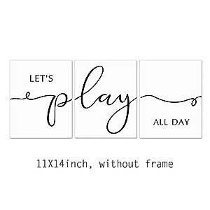 Let's Play All Day Wall Decor Playroom Game Room Wall Quotes Minimalist Poster Art Home Wall Decor Game Room Decor Gift, Set Of 3, UNFRAMED (11x14 inch)