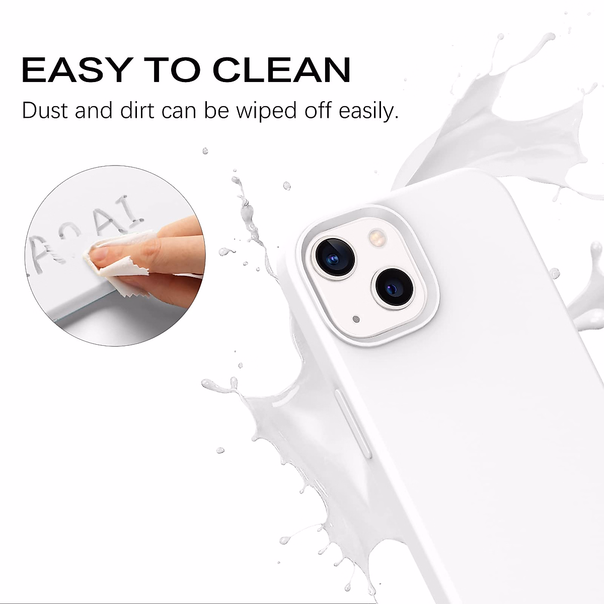 VENINGO iPhone 13 Case, Phone Case iPhone 13,Slim Fit Liquid Silicone Soft Gel Rubber Lightweight Microfiber Lining Shockproof Anti-Scratch Protective Phone Cover for iPhone 13 6.1'' 2021, White