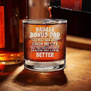 shop4ever Stepdad You May Not Have Given Me Life But You Certainly Made My Life Better Engraved Whiskey Glass, Father's Day Gift 11 oz.