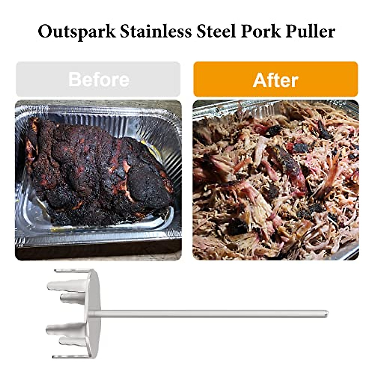 Outspark 4 Inch Stainless Steel Pork Puller Used with Standard Hand Drill
