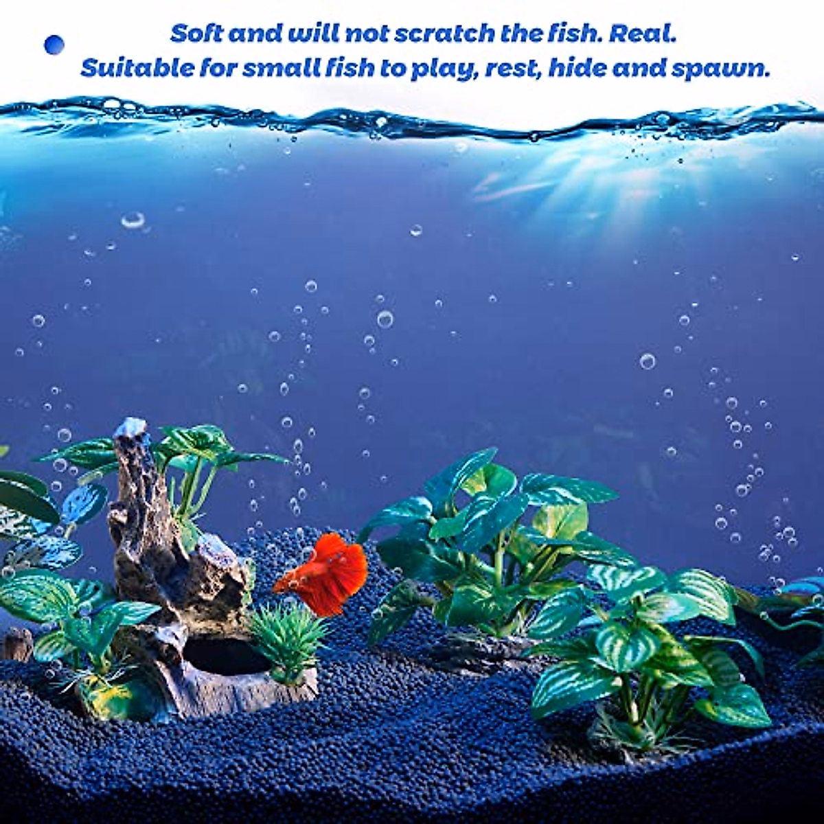 Ameliade Betta Aquarium Cave Decorations & Fish Tank Artificial Silk Plants Leaf Pad Hammock Hides Decor Small Fish Bowl Accessories Beta Toys (2PCS)