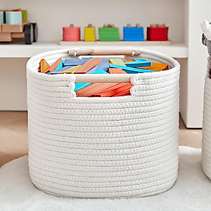 R RUNKA 3 Pack Storage Basket for Cabinet and Toy Organization - 13"x9.8"x8.7" Baskets for Storage - Baby Toy Bin - Toy Storage Organizer - Ideal for Empty Gift Baskets to Fill-White