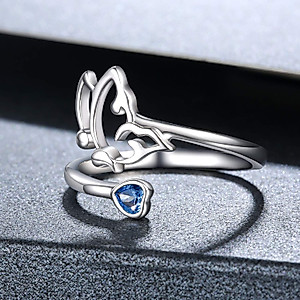 Butterfly Semicolon Ring 925 Sterling Silver Mental Health Awareness Inspired Rings Jewelry Gifts (A)