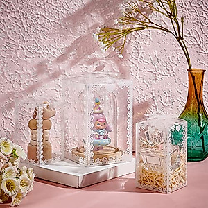 BENECREAT 24PCS 3.5x3.5x5.5 Clear Wedding Favour Boxes with Bowknot Pattern Rectangle PVC Transparent Gift Boxes for Candy Chocolate Wrapping