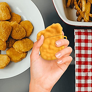 MOLOVA Chicken Theme Case for Airpods 1&2 Case,Silicone 3D Cute Funny Food Kawaii Airpods Cover Shock Proof Protective Skin with Keychain(Chicken Nuggets)