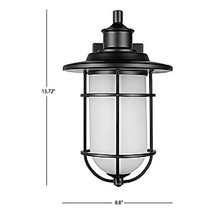 Globe Electric44625 1-Light Outdoor Indoor Wall Sconce, Matte Black, Frosted Glass Shade