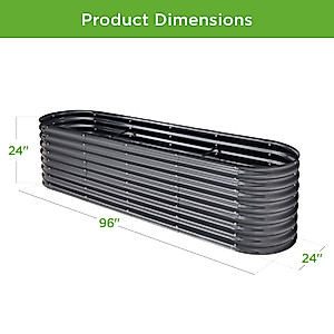 Best Choice Products 8x2x2ft Metal Raised Garden Bed, Oval Outdoor Deep Root Planter Box for Vegetables, Herbs w/ 4 Support Bars, 215 Gal Capacity - Charcoal