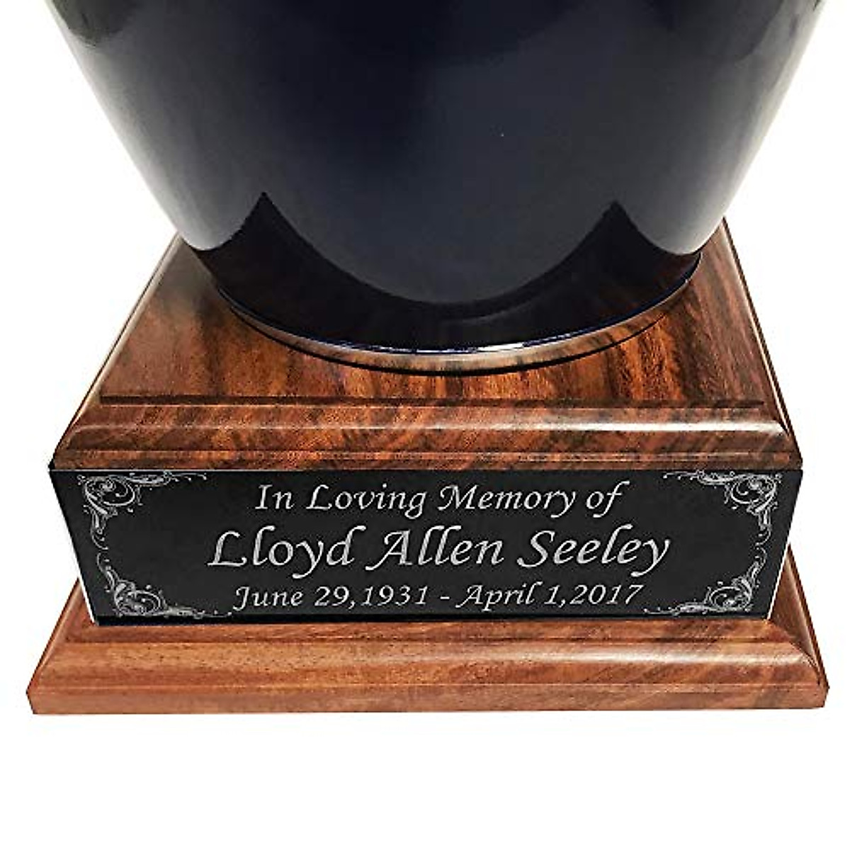 Cremation Urn Pedestal, Wooden Urn Base with Personalized Name Plate