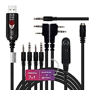 MIRKIT FTDI USB Baofeng Programming Cable 7 in 1 Compatible with Ham Radios: Baofeng UV-5R, UV-82, Baofeng BF888S, UV-9R, Baofeng BF-F8HP, Kenwood, UV-5R MK2/3/4/5, Motorola, Wouxun, Btech