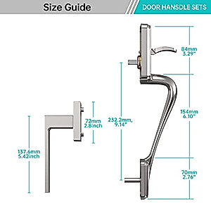 hornbill Front Door Entry Handleset with Level, Single Cylinder Exterior Door Entry Handle with Door Lever, Entry Door Lock Handle Set for Left & Right Sided Doors (Satin Nickel Finish)