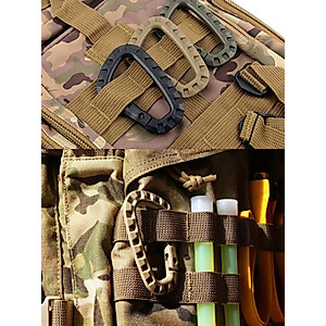 JCPLYNN Tactical Carabiner Keychain - 15 Pack Enforcement Hard Polymer Light Weight Carabiner D Ring Locking Hanging Hook Tactical Spring Snap Gear Clip Utility Hooks (Dark Green)