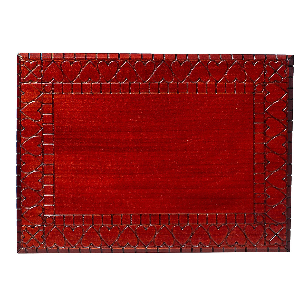 Artisan Owl Polish Handmade Large Trunk 10" Heart Patterned Wooden Box with Lock and Key for Keepsakes, Love Letters, Jewelry, and Specialty Items